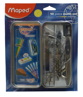 Magrudy.com - Maths Set 10 Pcs (Geometry Set Metal Box) ‬