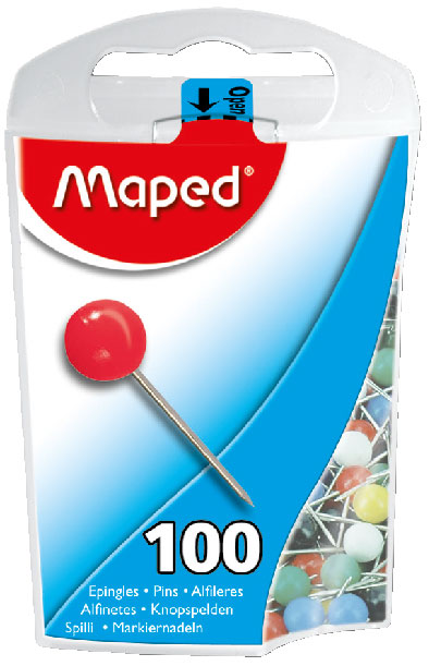 Magrudy.com - Maped Map Pins in Reusable Plastic Case, 100 Pins per Box ...